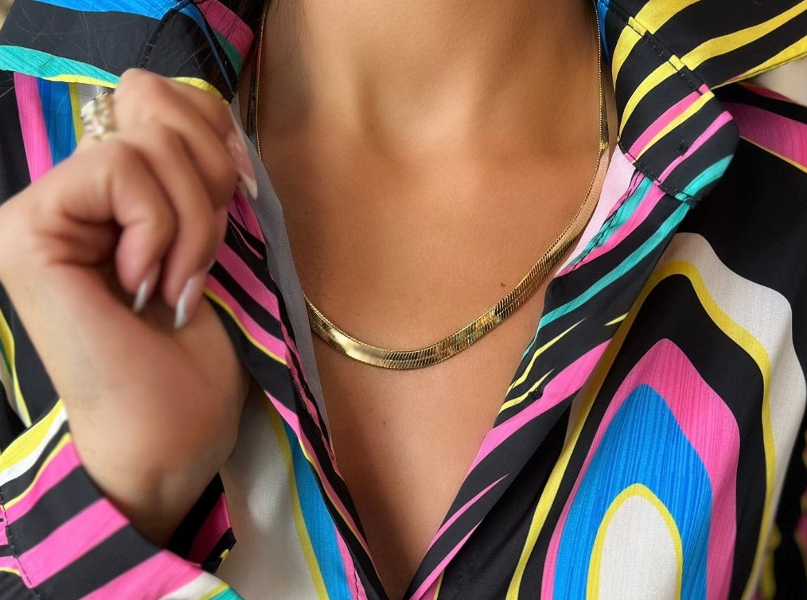 Gold Herringbone Necklace – Raina's Rocks