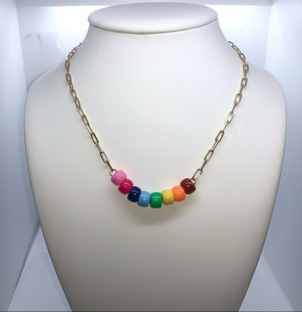 Rainbow Chain Link Necklace – Raina's Rocks